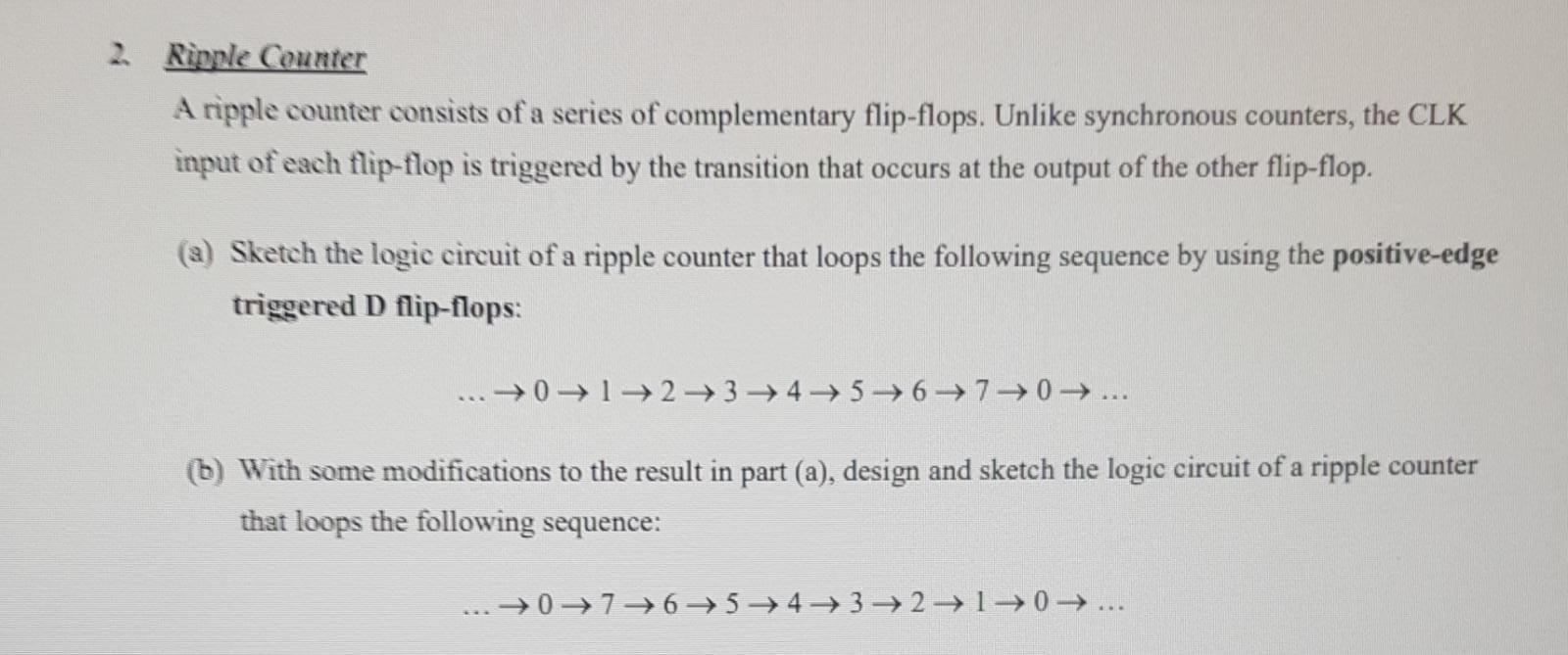 Solved Risole Counter A ripple counter consists of a series | Chegg.com