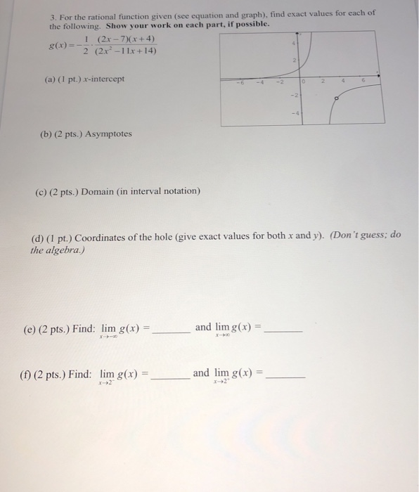 Solved 3 For The Rational Function Given See Equation And
