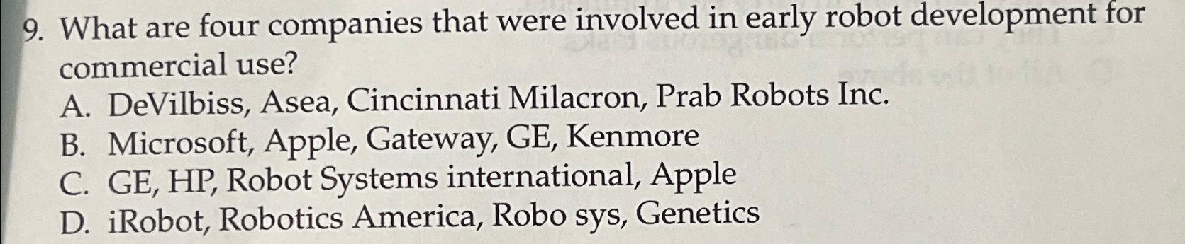 Solved What are four companies that were involved in early | Chegg.com