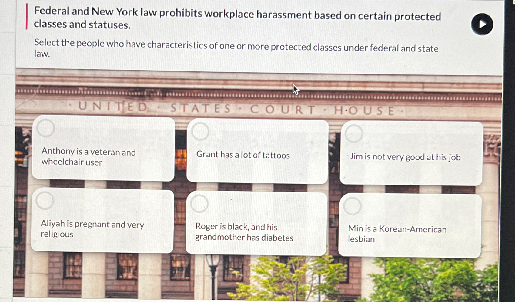 Solved Federal and New York law prohibits workplace | Chegg.com