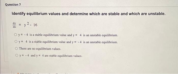 Solved Identify equilibrium values and determine which are | Chegg.com