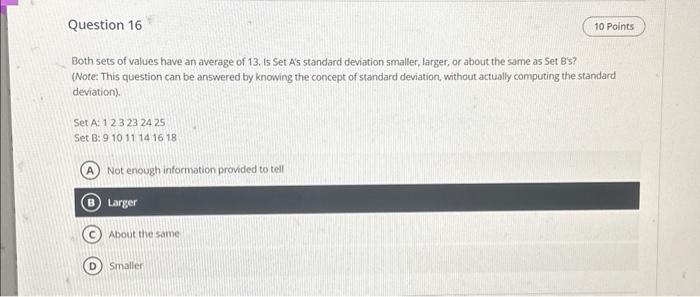 Solved Both sets of values have an average of 13 . Is Set | Chegg.com