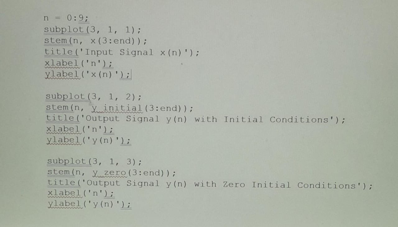 Solved subplot(3, 1, 1);stem(n, ﻿x(3:end));title('Input | Chegg.com