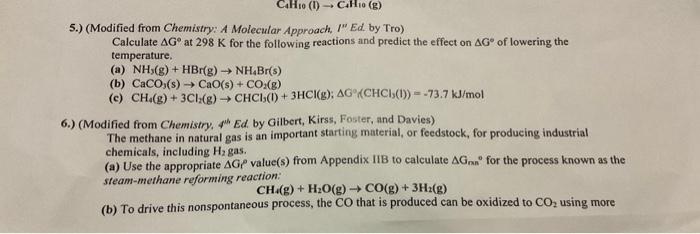 Solved 5.) (Modified from Chemistry: A Molecular Approach. | Chegg.com