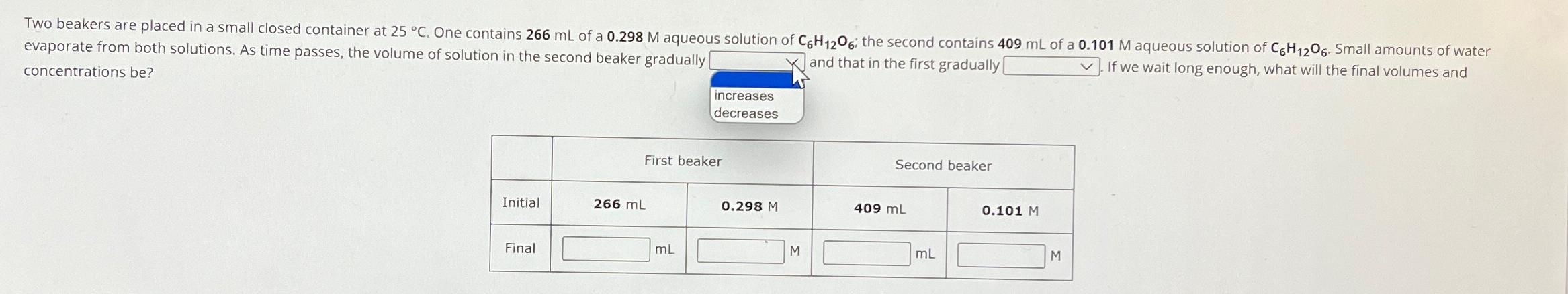 Solved evaporate from both solutions. As time passes, the | Chegg.com