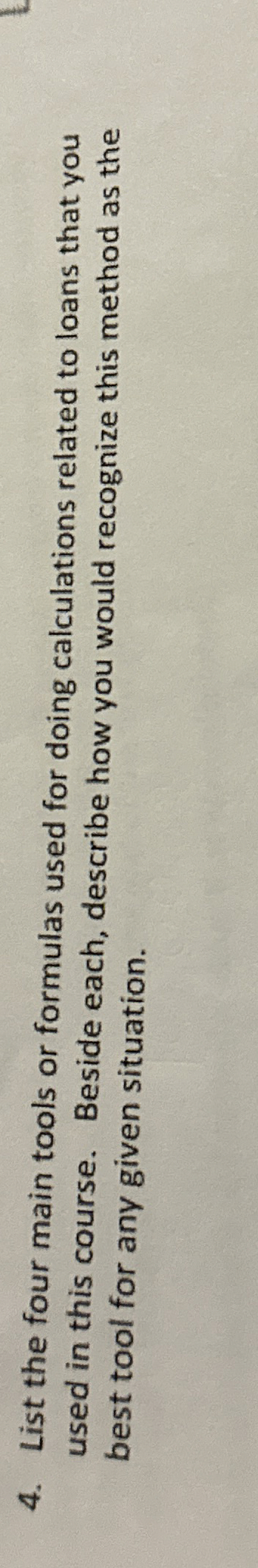 Solved List the four main tools or formulas used for doing | Chegg.com
