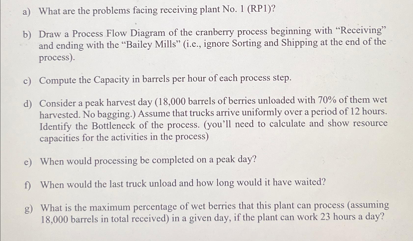 Solved a) ﻿What are the problems facing receiving plant | Chegg.com