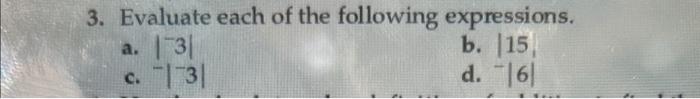Solved 3. Evaluate each of the following expressions. a. | Chegg.com