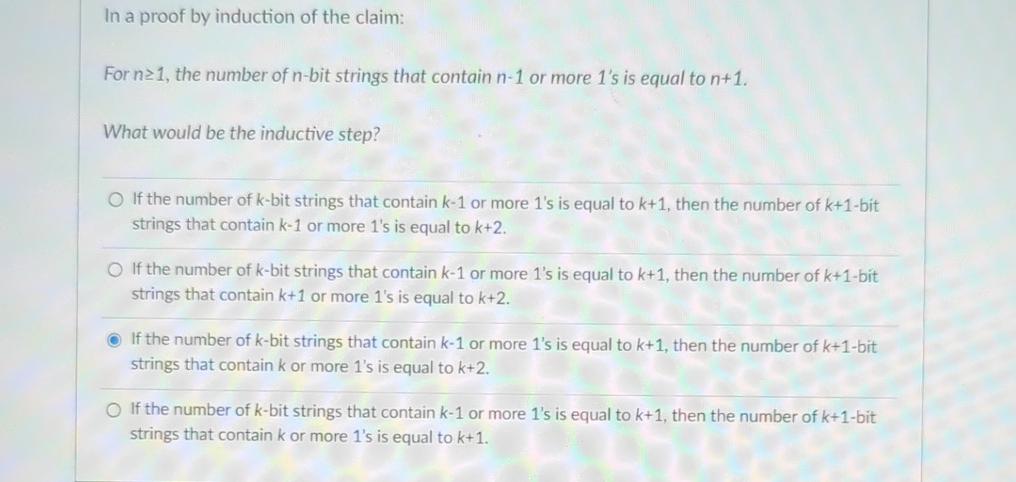 Solved In a proof by induction of the claim:For n≥1, ﻿the | Chegg.com