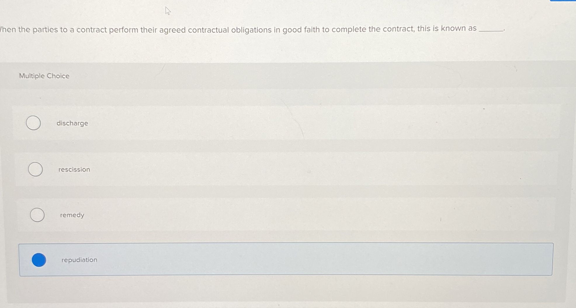 Solved Ihen the parties to a contract perform their agreed | Chegg.com