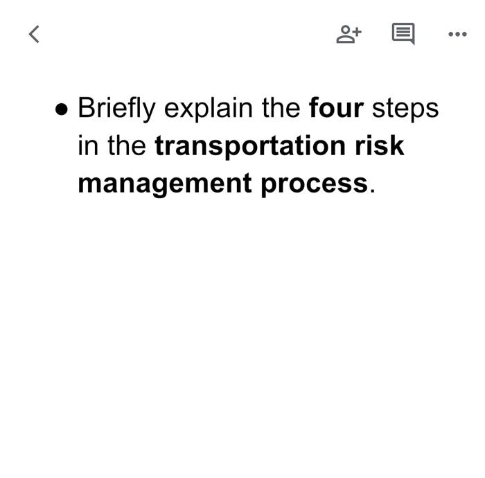 Solved Briefly explain the four steps in the transportation | Chegg.com