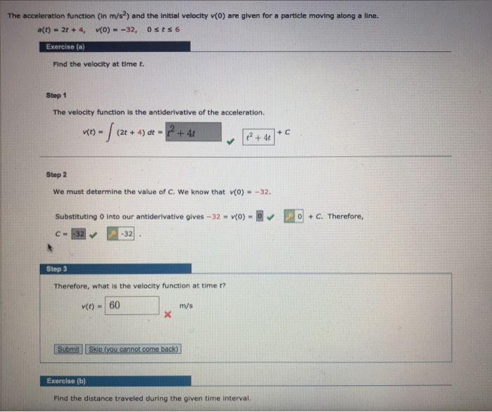 Solved The acceleration function (In m/s) and the initial | Chegg.com