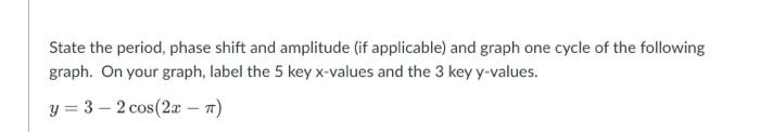 Solved State the period, phase shift and amplitude (if | Chegg.com