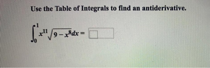 Solved Use the Table of Integrals to find an antiderivative. | Chegg.com