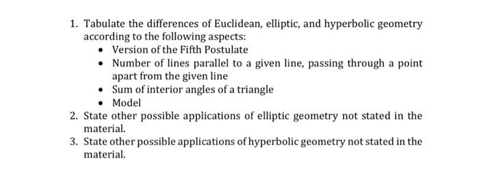 Solved 1 Tabulate The Differences Of Euclidean Elliptic