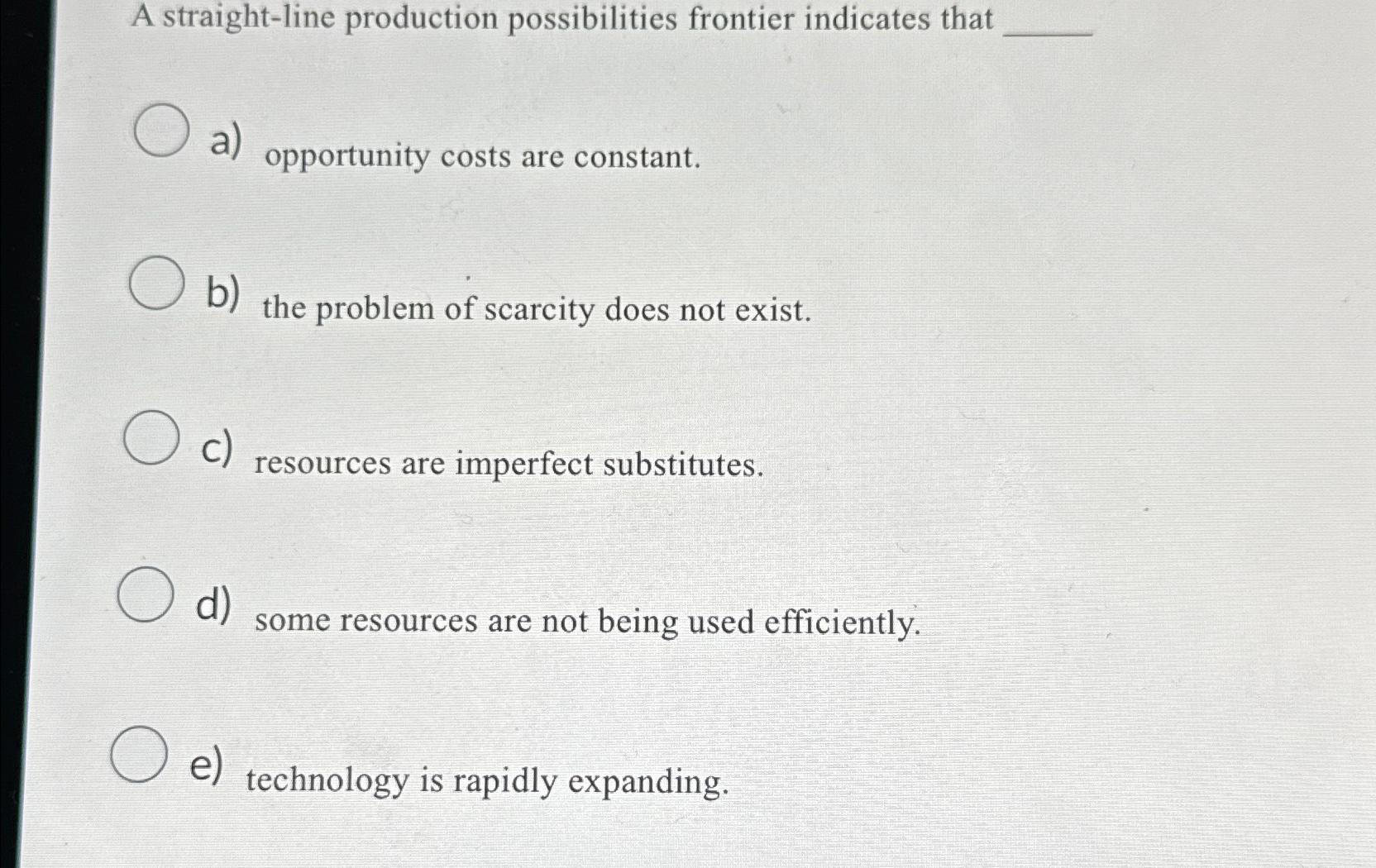 Production Possibilities Frontier Straight Line