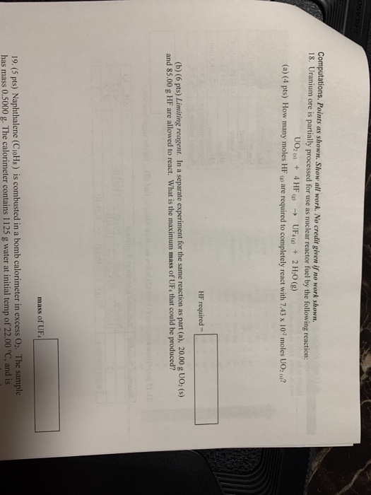 Solved Computations. Points as shown. Show all work. No | Chegg.com