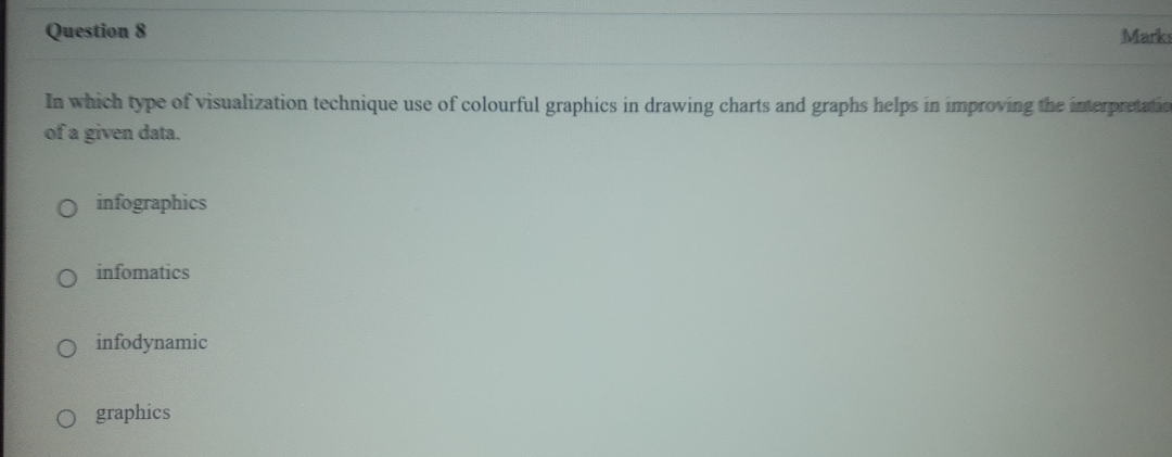 Solved Question 8In which type of visualization technique | Chegg.com