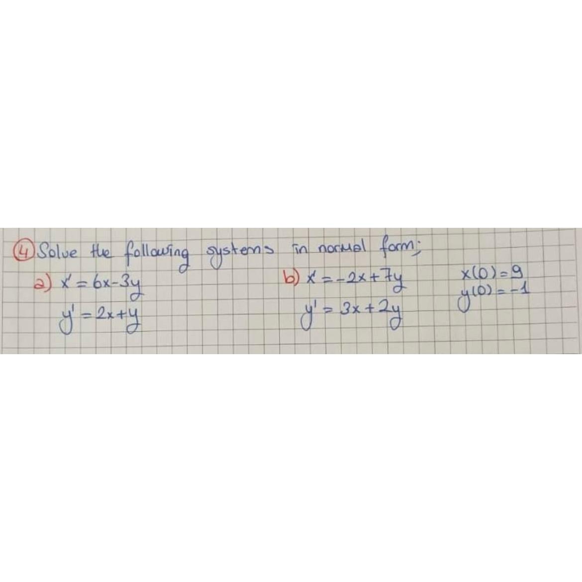 Solved Solve the following systems in normal form; | Chegg.com