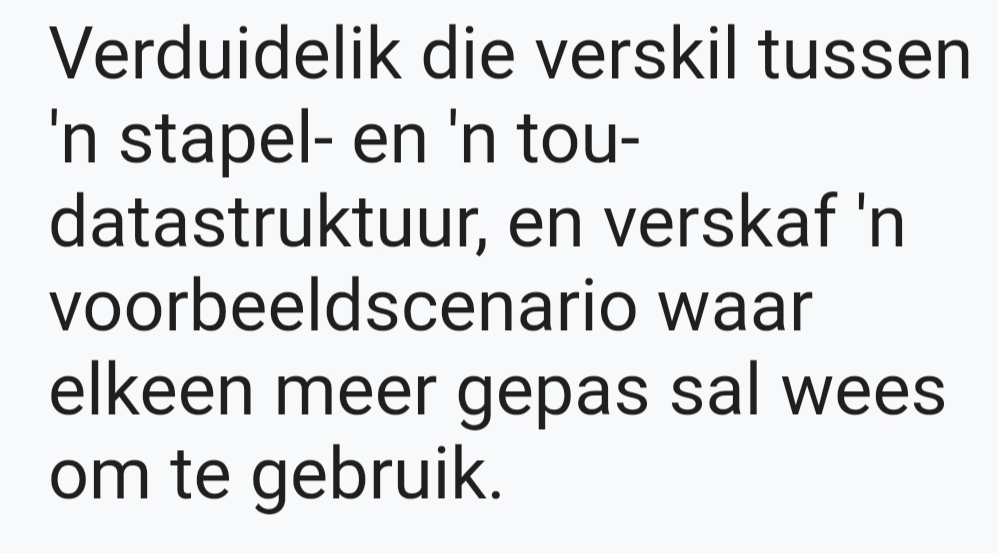 Solved Verduidelik die verskil tussen 'n stapel- ﻿en 'n | Chegg.com