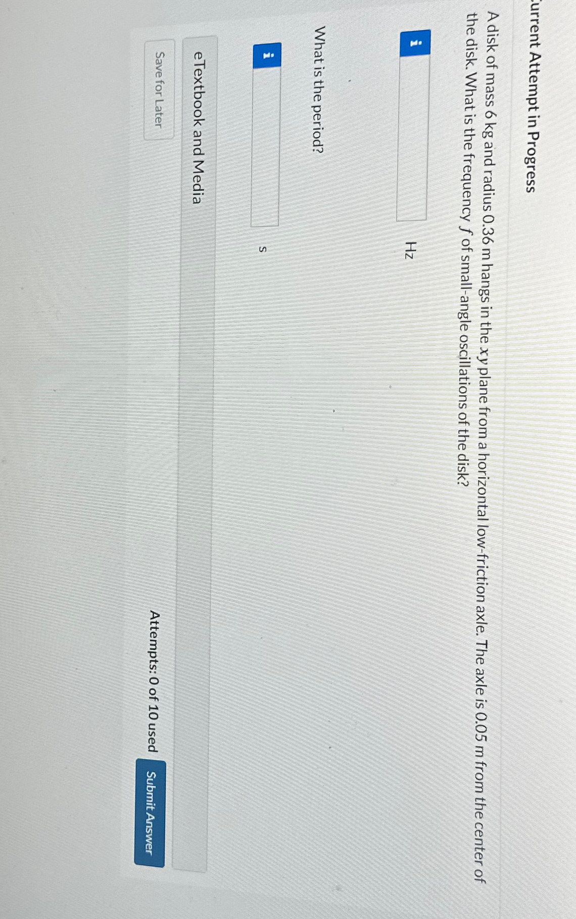 Solved current Attempt in ProgressA disk of mass 6kg ﻿and | Chegg.com