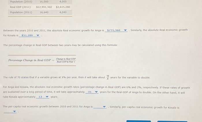 Solved 1. Economic growth basics The Real GDP and population | Chegg.com