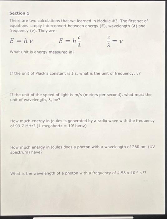 Solved Section 1 There are two calculations that we learned | Chegg.com
