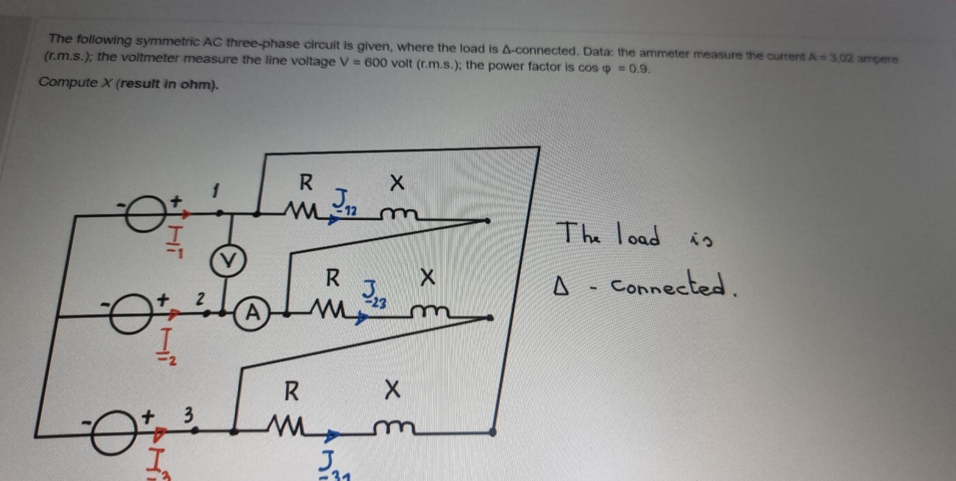 Solved The following symmetric AC three-phase circuit is | Chegg.com