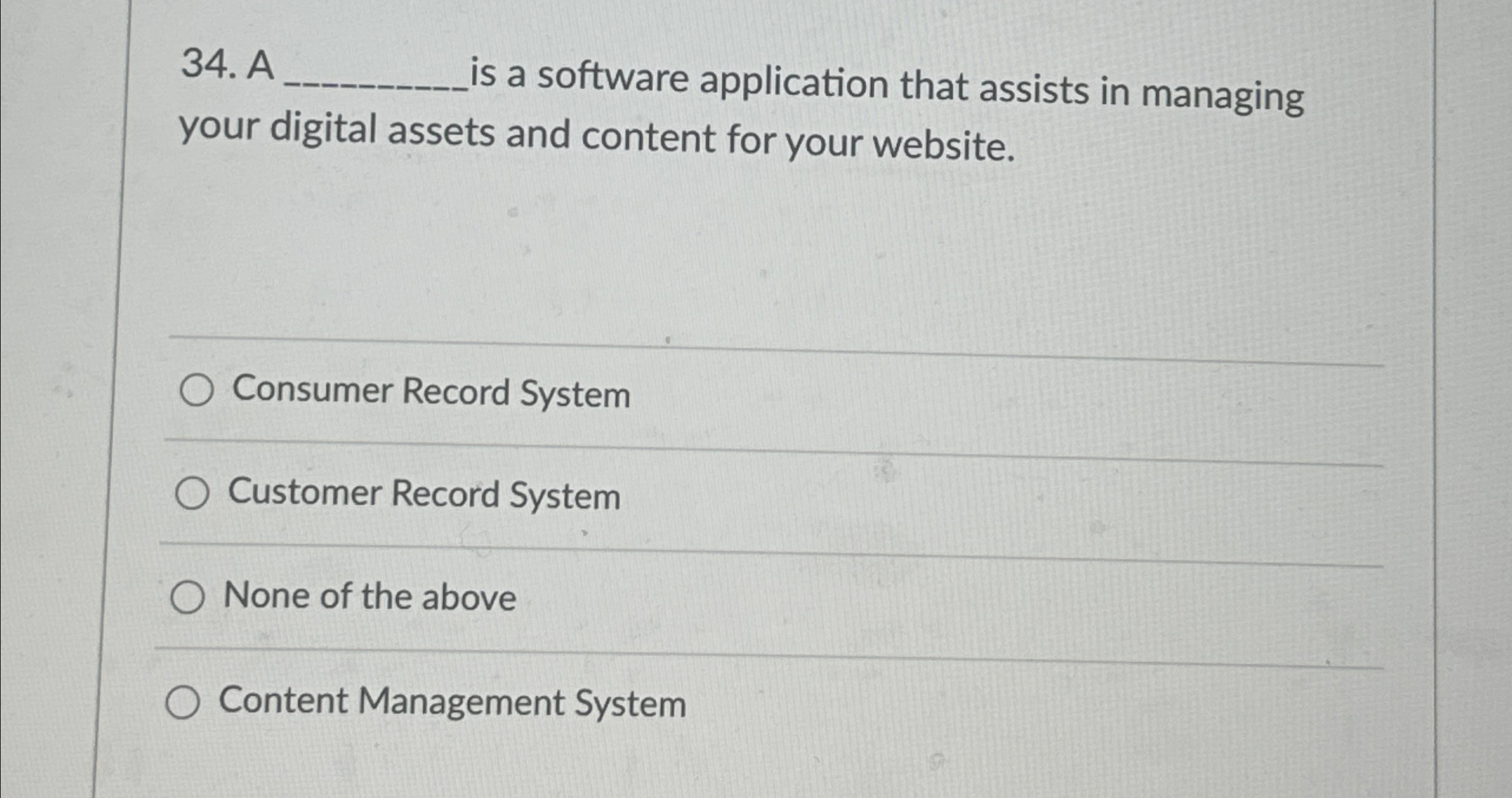 Solved A q, ﻿is a software application that assists in | Chegg.com