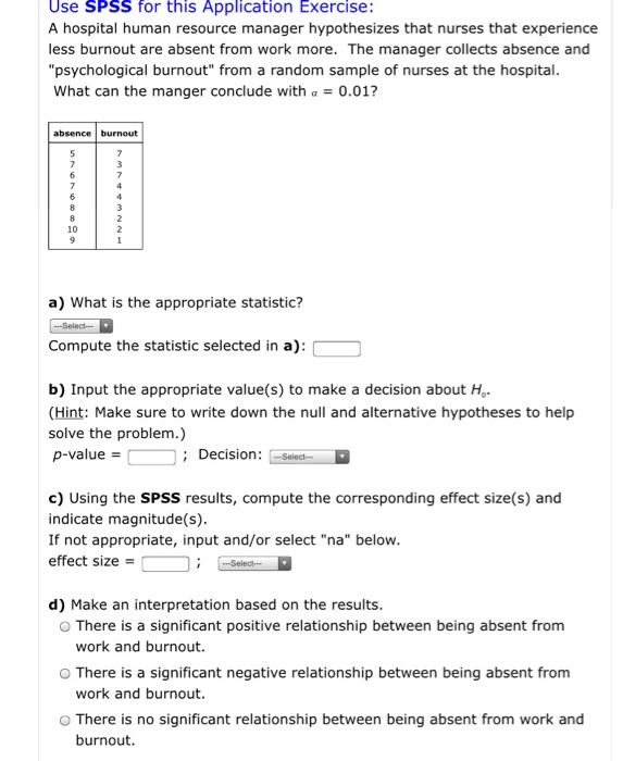 Solved Use SPSS for this Application Exercise: A hospital | Chegg.com