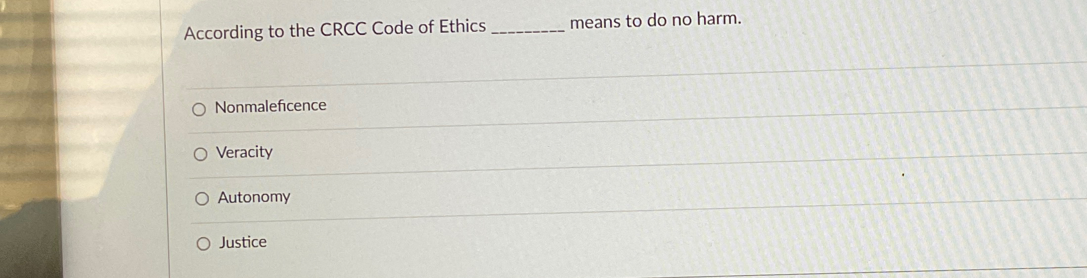 Solved According to the CRCC Code of Ethics ﻿means to do | Chegg.com