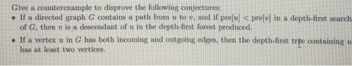 Solved Give a counterexample to disprove the following | Chegg.com