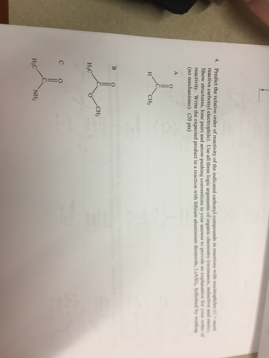 Solved 4. Predict the relative order of reactivity of the | Chegg.com