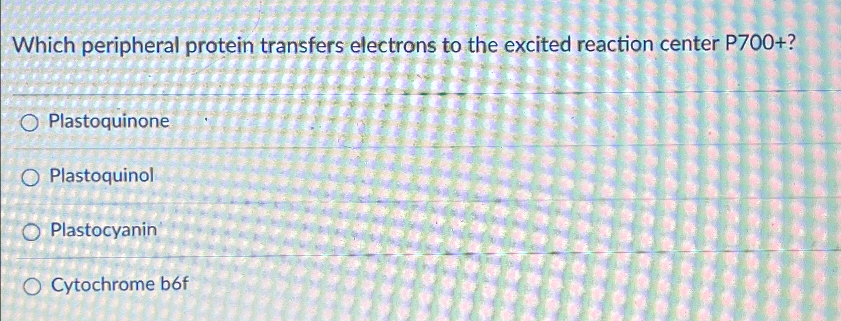Solved Which peripheral protein transfers electrons to the | Chegg.com