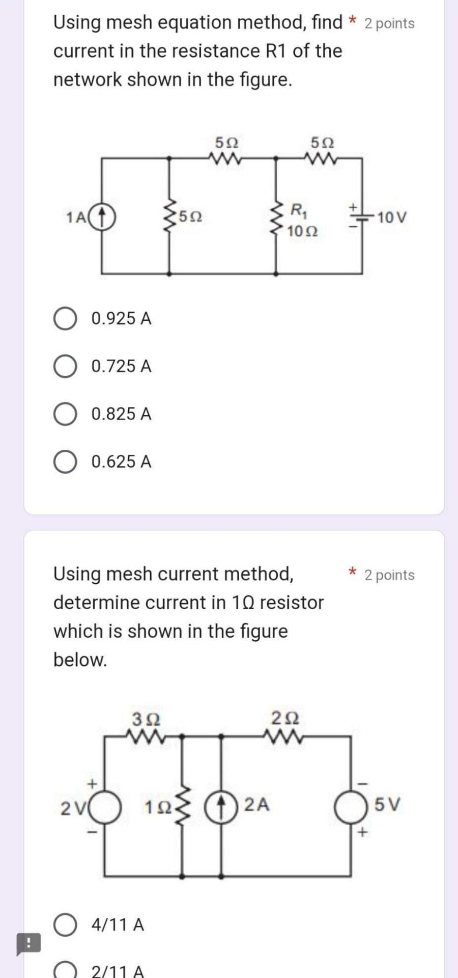 Solved Using mesh equation method, find * 2 points current | Chegg.com