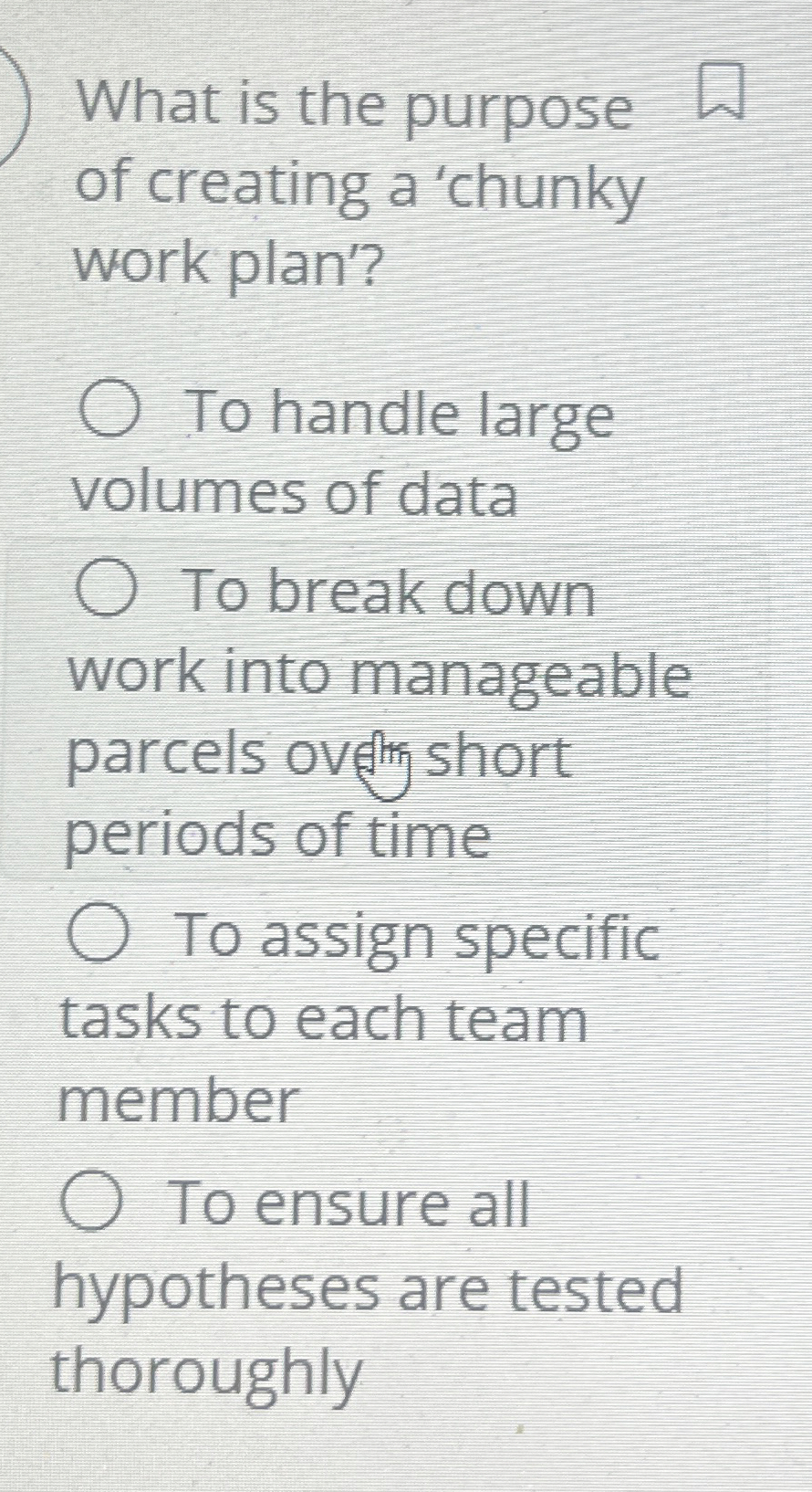 Solved What is the purpose of creating a 'chunky work | Chegg.com