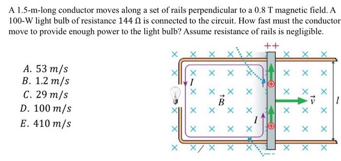 Solved A 1.5 -m-long conductor moves along a set of rails | Chegg.com
