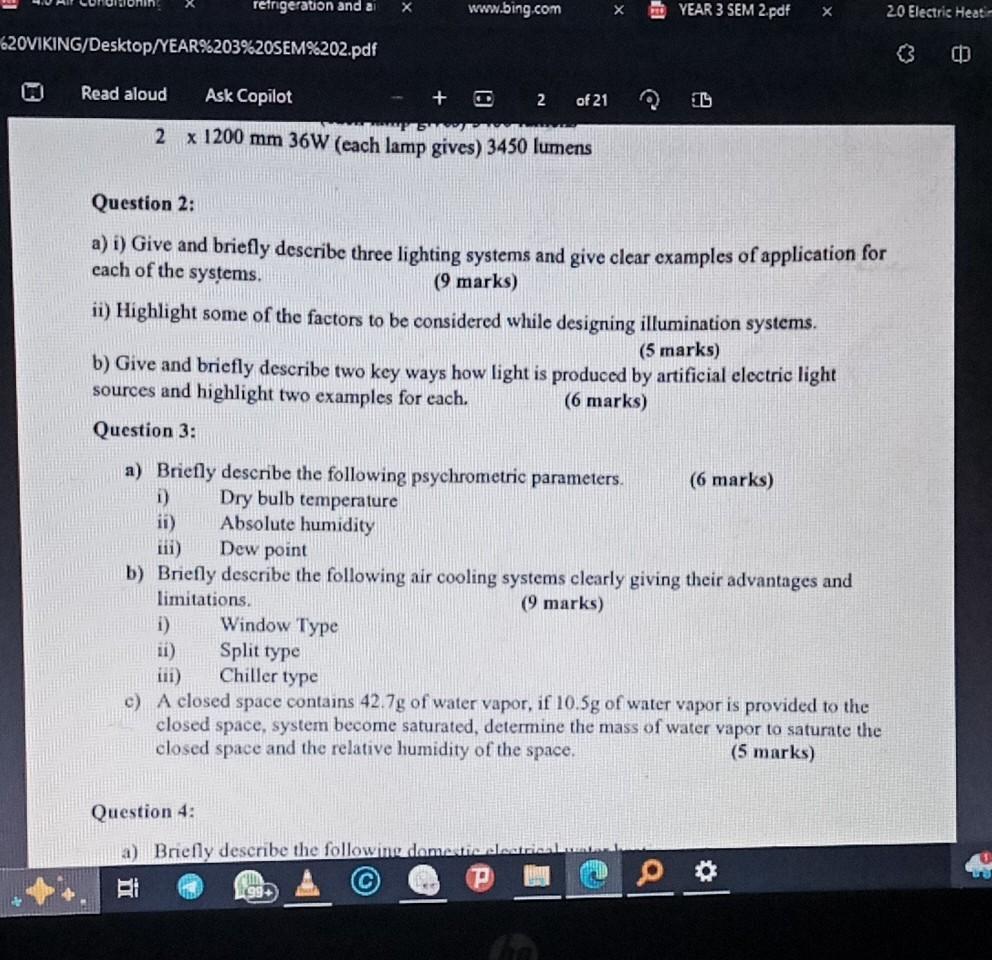 Solved Question 2: a) i) Give and briefly describe three | Chegg.com