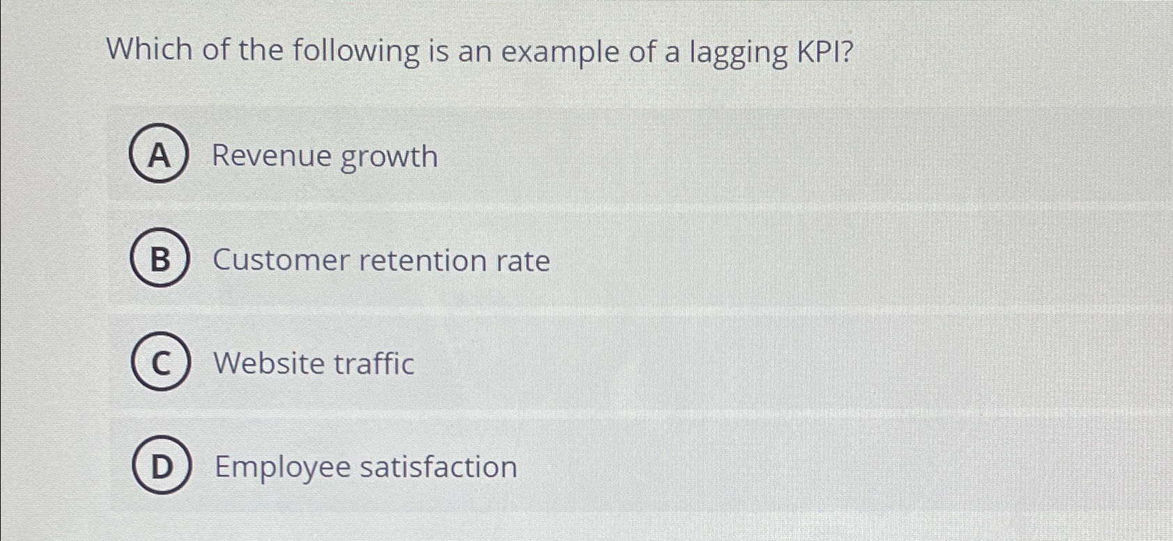 Solved Which of the following is an example of a lagging | Chegg.com