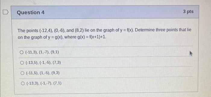 Solved The points (−12,4),(0,−6), and (8,2) lie on the graph | Chegg.com