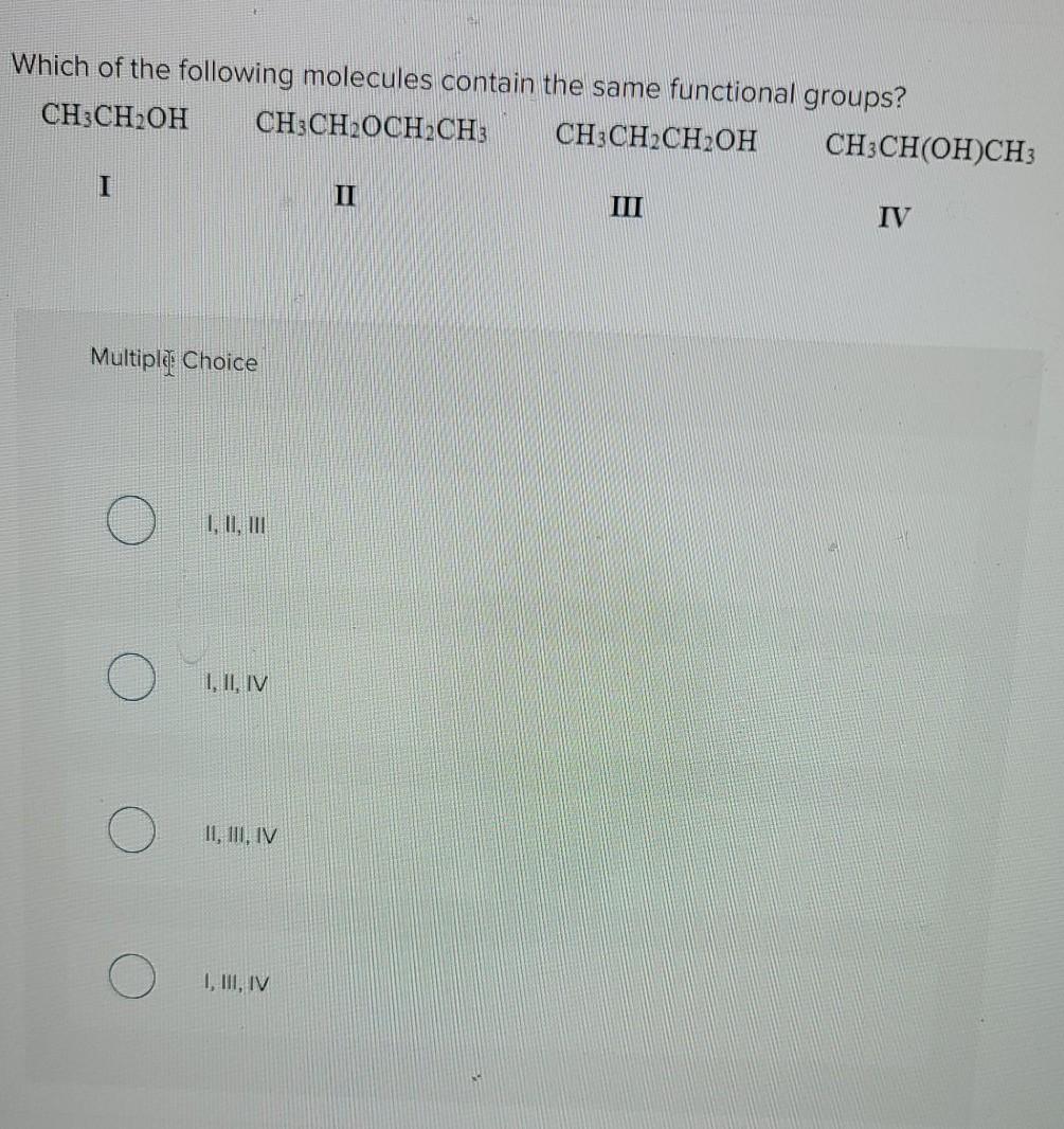 Solved Which of the following molecules contain the same | Chegg.com