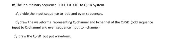 Solved 8the Input Binary Sequence 10110010 To Qpsk System