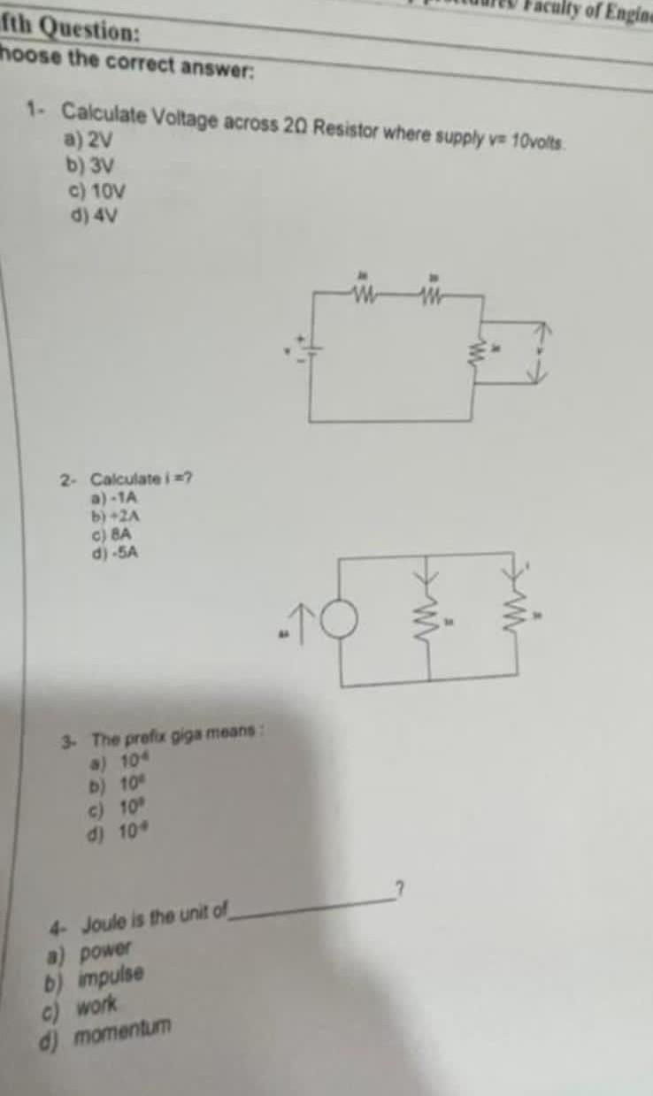 1. Calculate Voltage across 20 Resistor where supply | Chegg.com