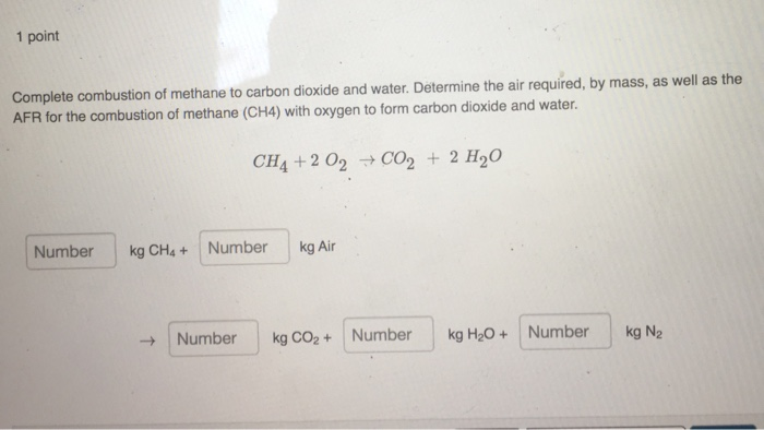 Solved 1 point Complete combustion of methane to carbon | Chegg.com