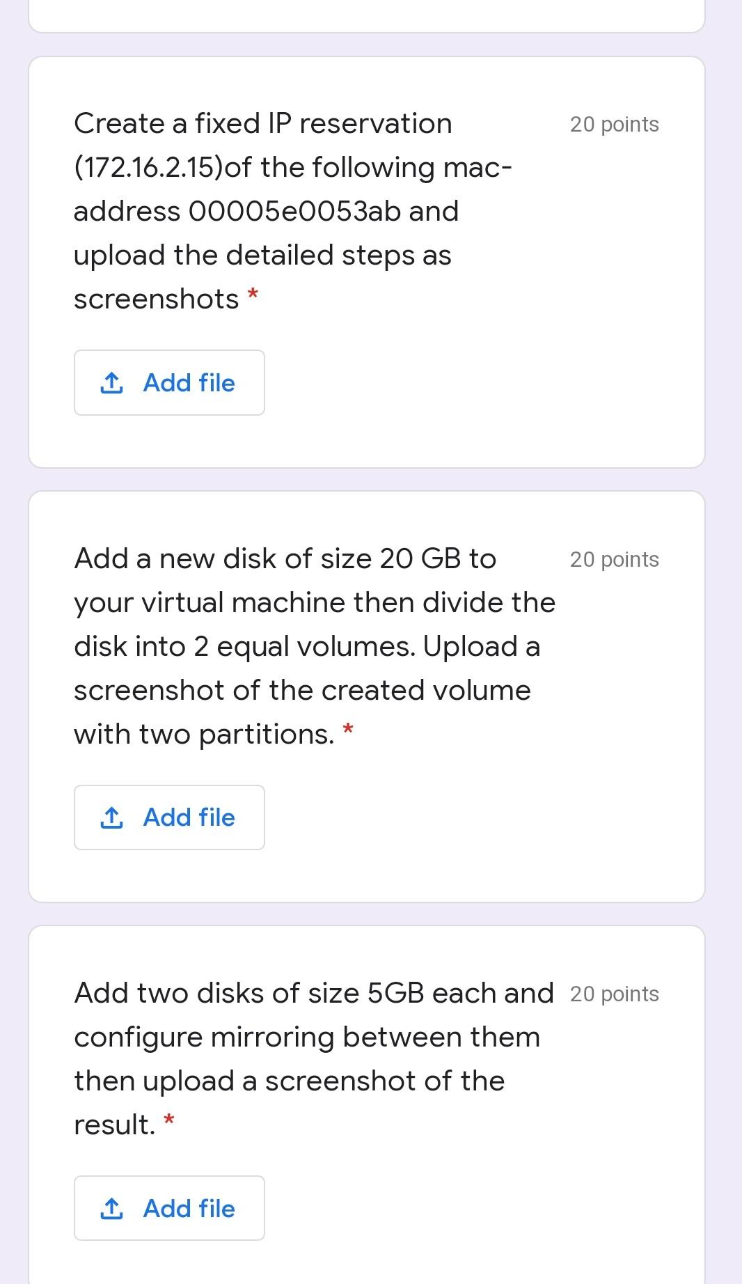20 points Create a fixed IP reservation | Chegg.com