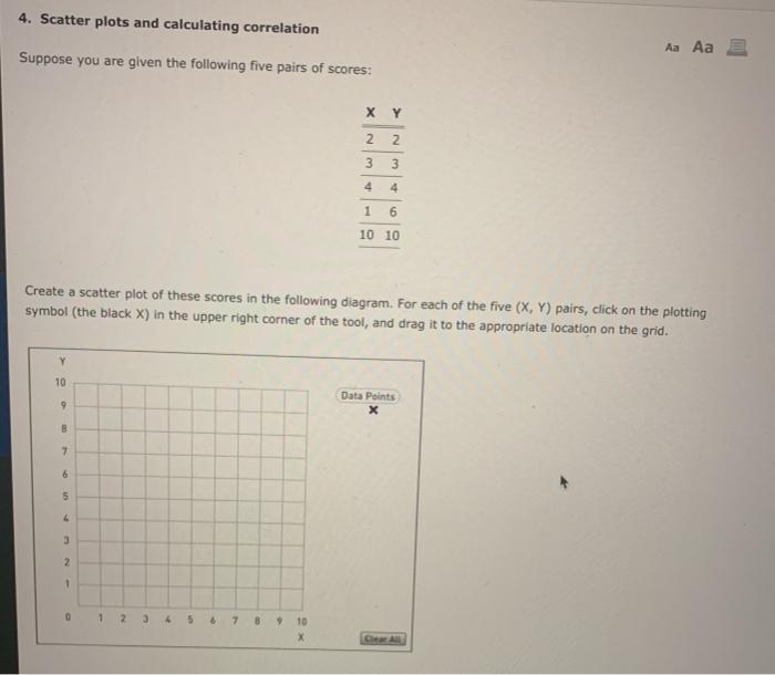 Solved 4. Scatter plots and calculating correlation Aa Aa | Chegg.com