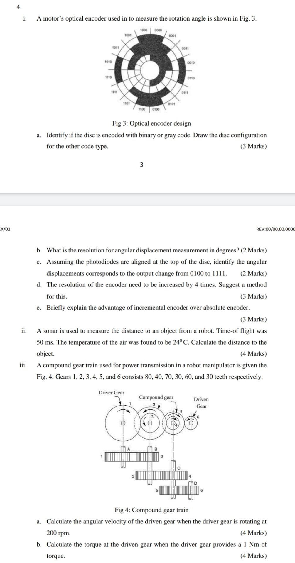 Solved EX/02 4. i. A motor's optical encoder used in to | Chegg.com