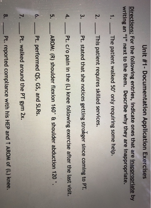 Solved Unit #1 - Documentation Application Exercises | Chegg.com