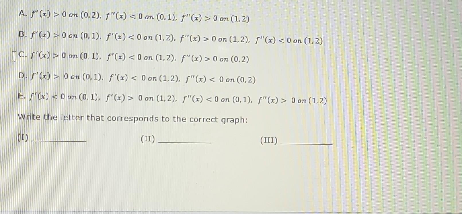 Solved 1) Match each of the following graphs to the | Chegg.com