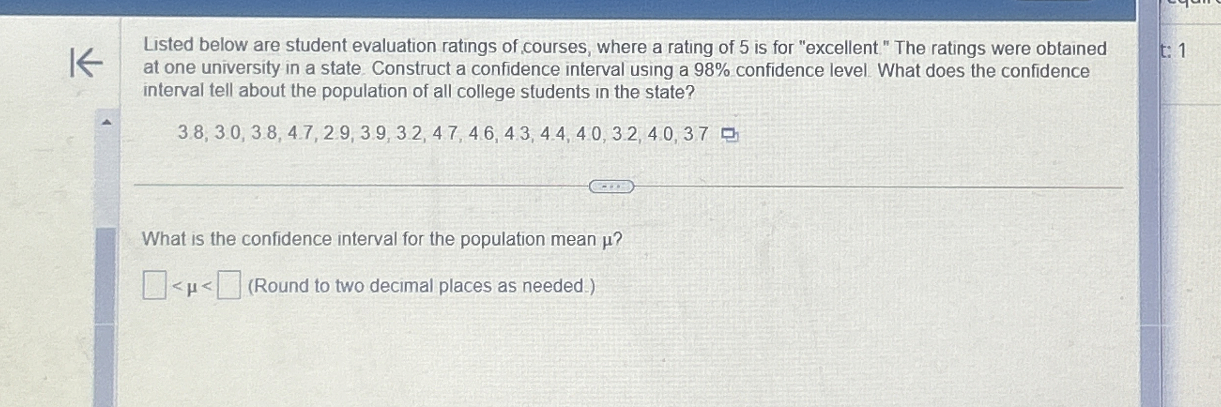 Solved Listed below are student evaluation ratings of | Chegg.com